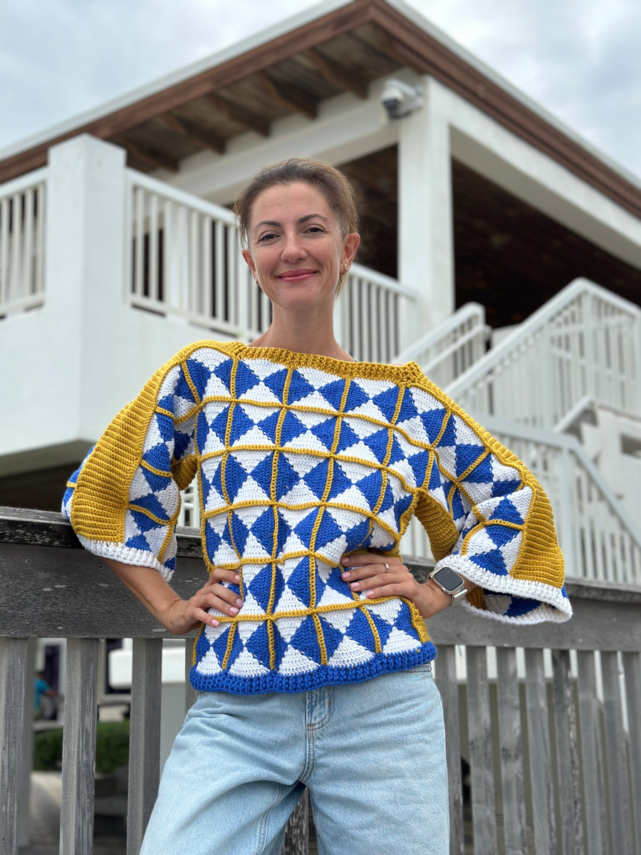 Crochet Blue Matrix Sweater PDF Pattern (instant download ...