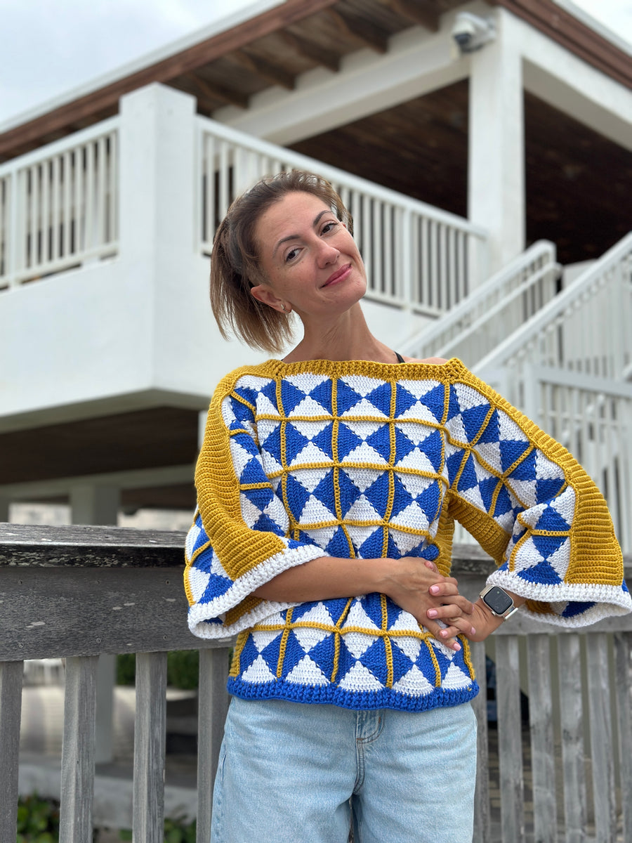 Crochet Blue Matrix Sweater PDF Pattern (instant download ...