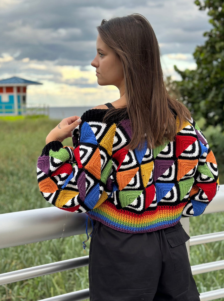Crochet Geometry Jacket Beatriz Granny Square PDF Pattern (instant dow ...