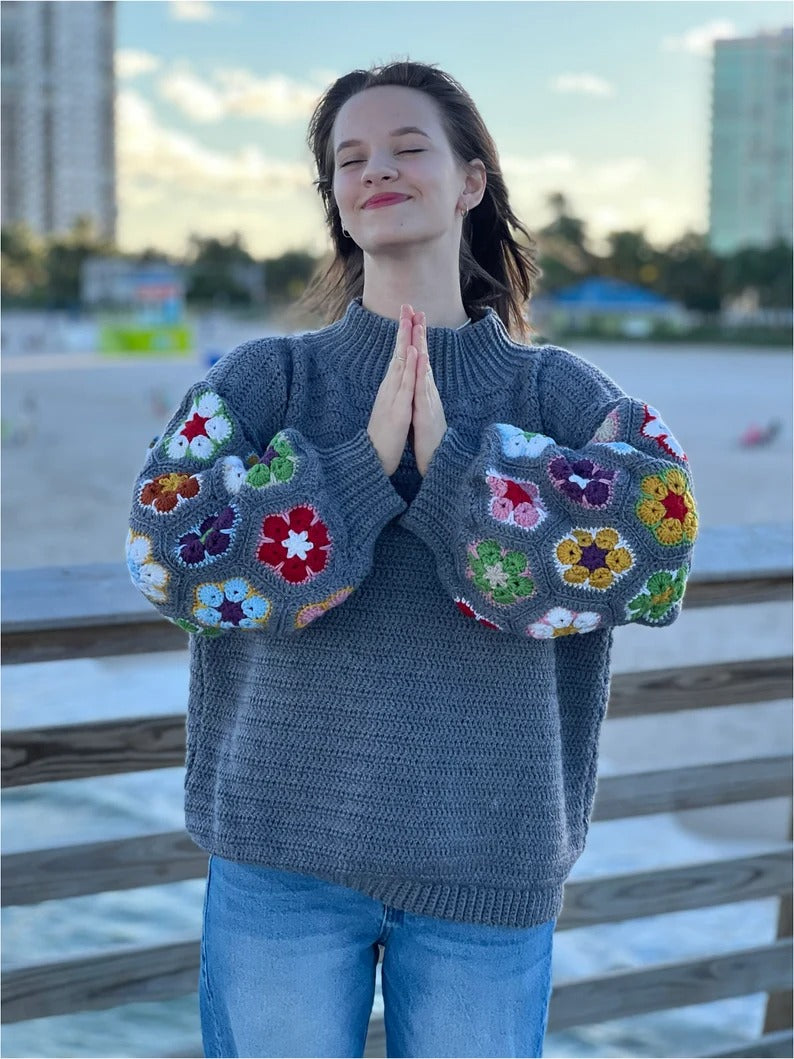 Crochet African Flower sweater PDF Pattern (instant download ...
