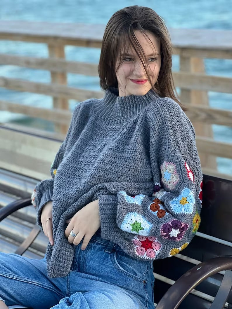 Crochet African Flower sweater PDF Pattern (instant download ...